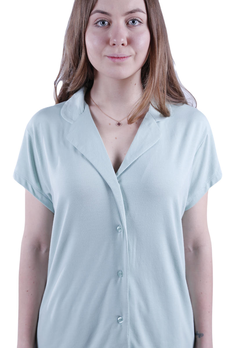 Women Short Sleeve Label Pajama with Pants - Cameo Green – Jil Egypt